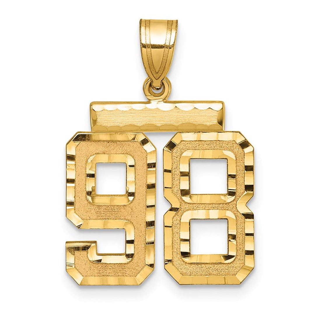 14K Gold Number 98 Pendant - Diamond-cut Sports Jersey Charm ...
