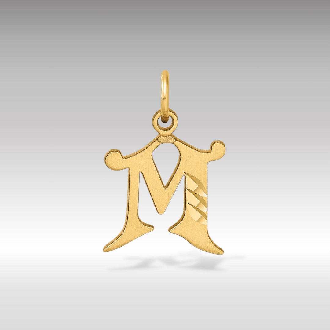 14K Gold Elegant Letter 'M' Charm Pendant - Fine Jewelry Personalized ...