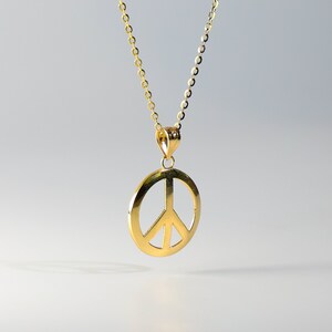 14k Gold Peace Sign Pendant Charm Real Gold Large Peace Sign Necklace ...