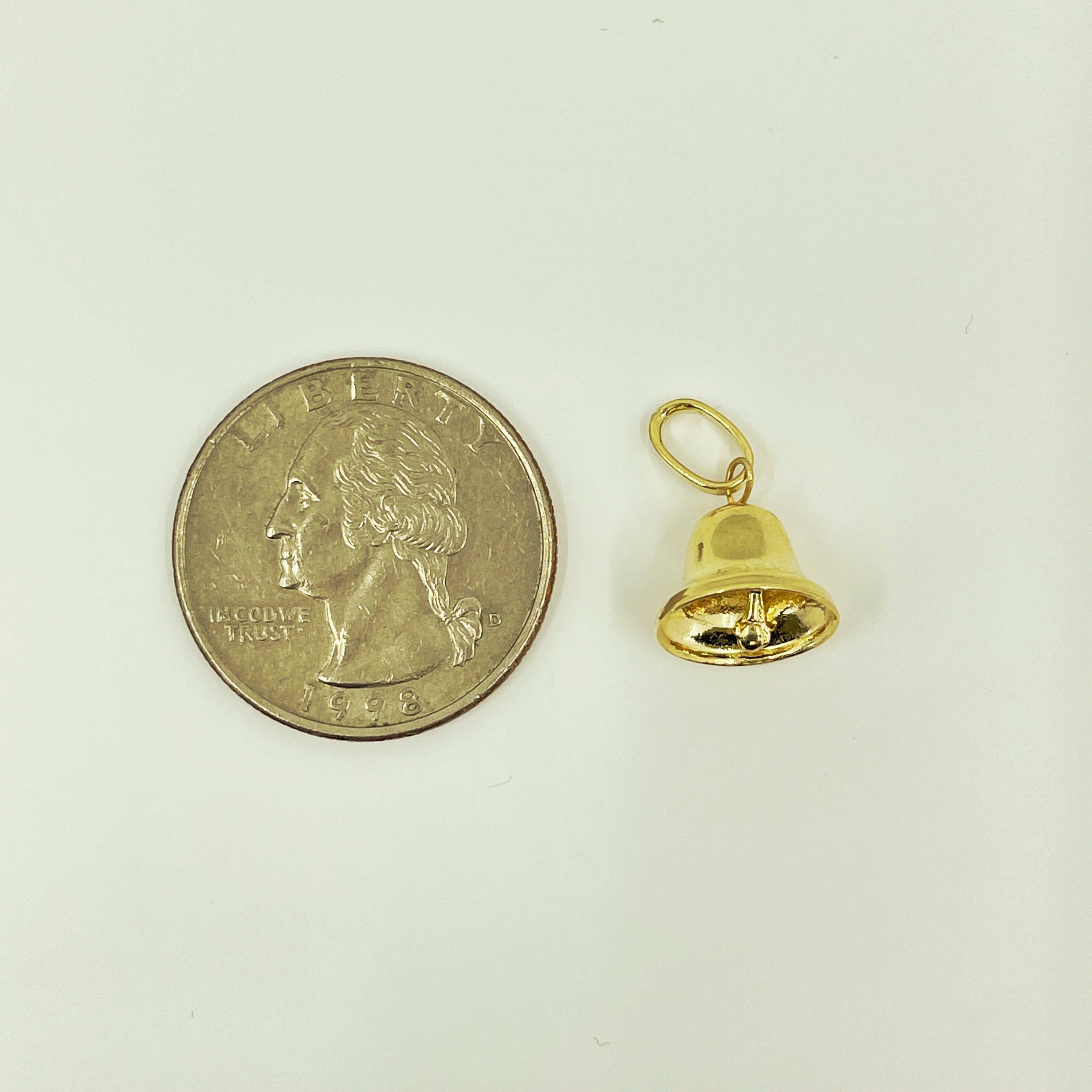 14k Real Gold Bell Pendant/charm Real 14k Gold Bell Pendant | Etsy