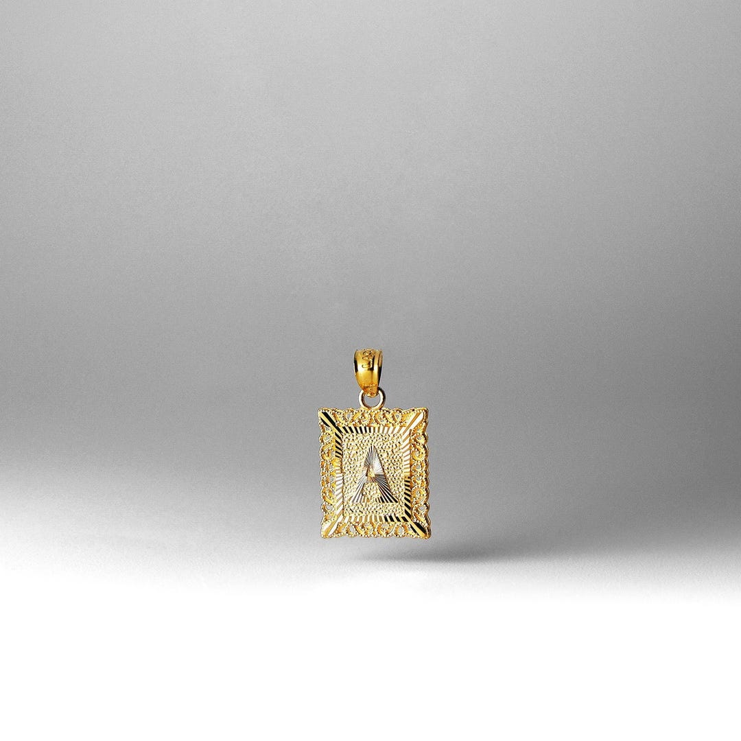 14k Real Gold Initial "a" Pendant/charm- Gold Letter Square "a" Pendant ...