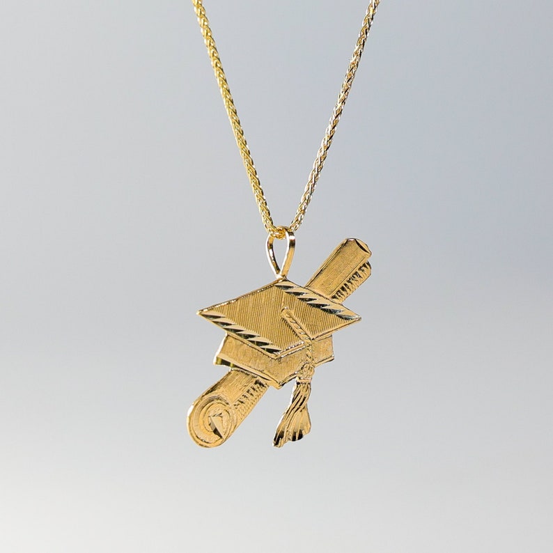14K Gold Graduation Hat Charm Pendant Real Gold Graduation - Etsy