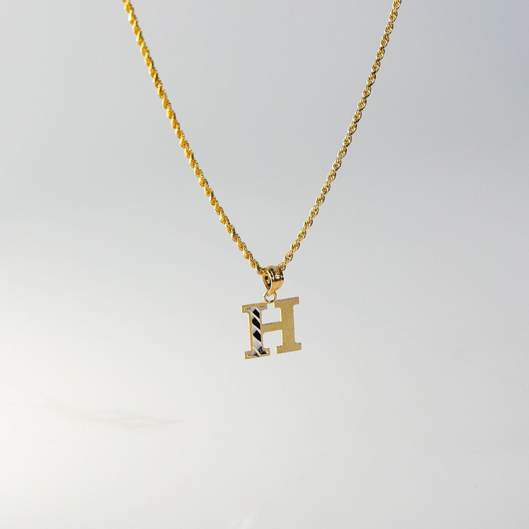 14k Gold h Initial Pendant Charm Gold Block H - Etsy UK