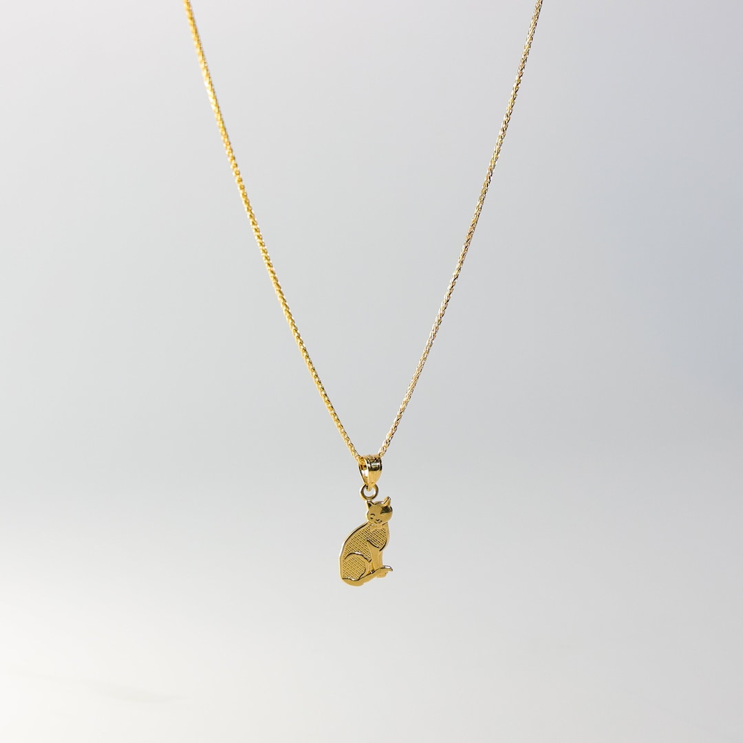 14k Gold Cat Pendant Charm Dainty Gold Cat Necklace Charm - Etsy