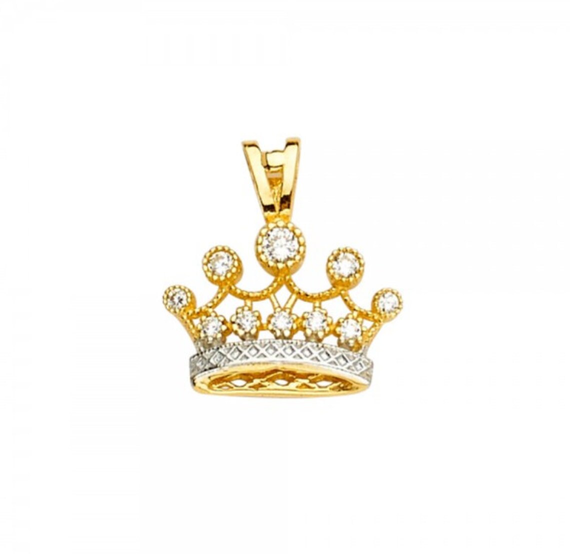 14k Gold Crown Pendant Charm Real Gold Crown Necklace Charm - Etsy