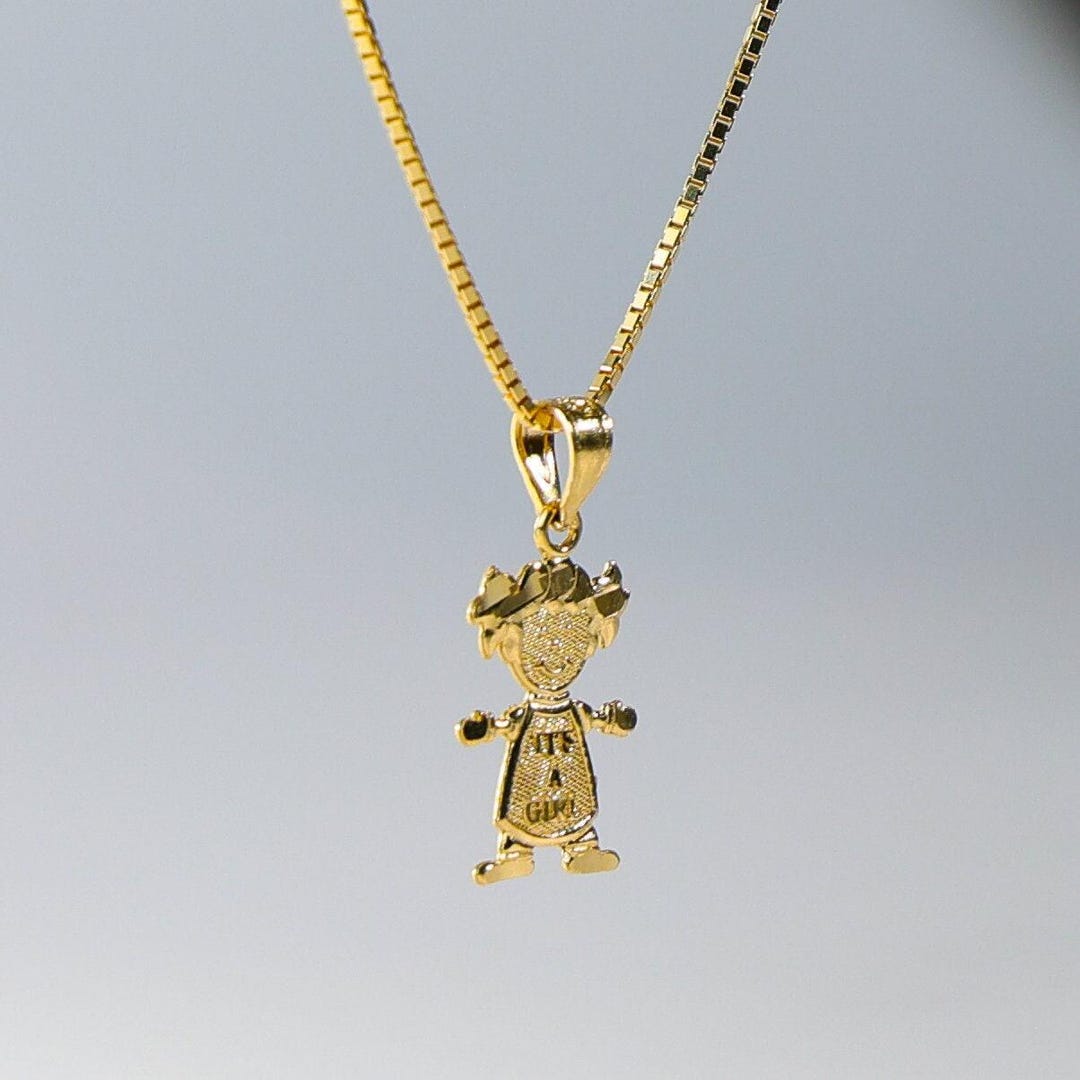 14k Gold "girl" Pendant Charm- 14k Gold Little Girl Necklace Charm for ...