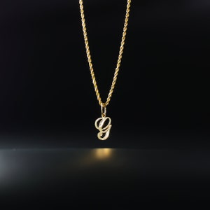14k Gold g Initial Cursive Pendant Charm Gold Initial g Necklace Charm ...