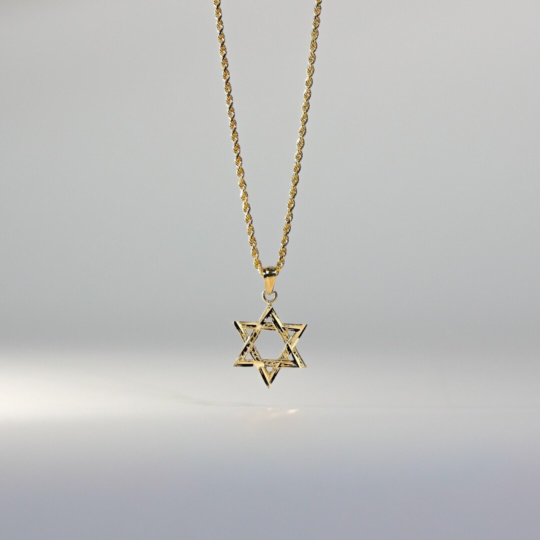 14k Gold Large Star of David Pendant Charm- Real Gold David Star ...