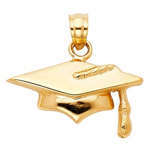 14k Gold Graduation Hat Pendant Charm Real Shiny Gold Graduation Cap ...