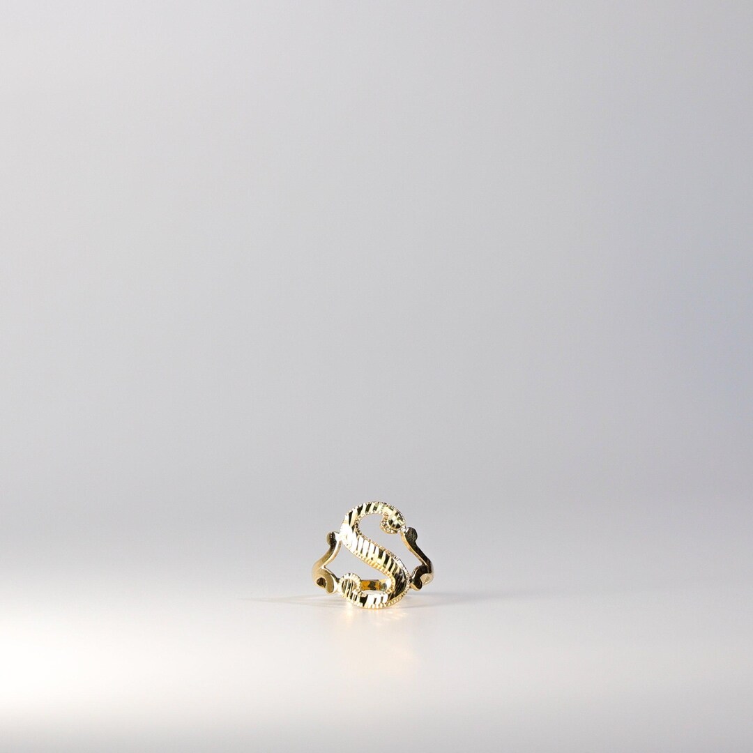 14K Solid Gold "s" Initial Cursive Ring- Real 14k Gold Cursive Initial "s" Ring - Etsy