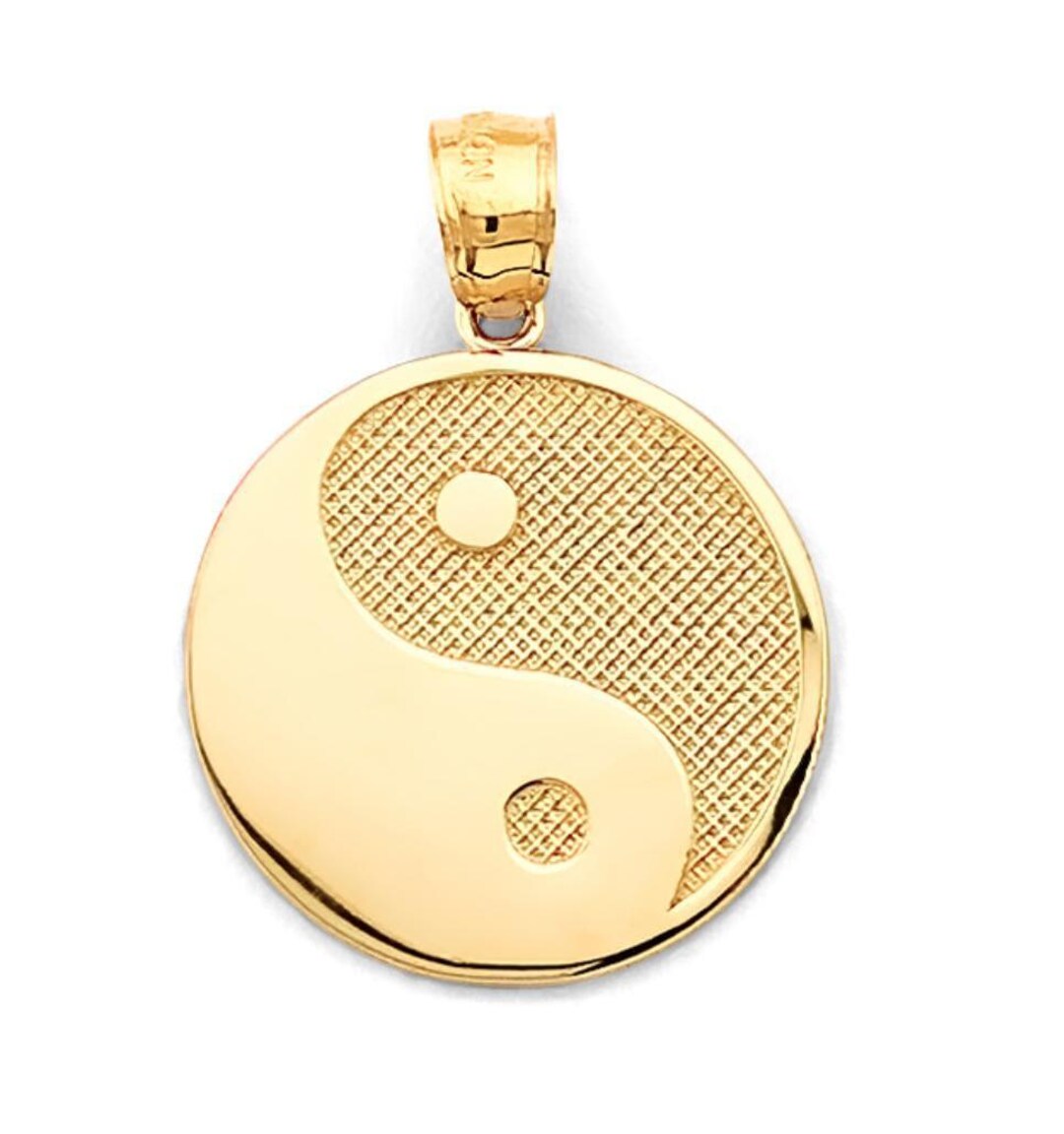 14K Gold Yin Yang Pendant Necklace – Unisex Gold Symbol of Balance ...