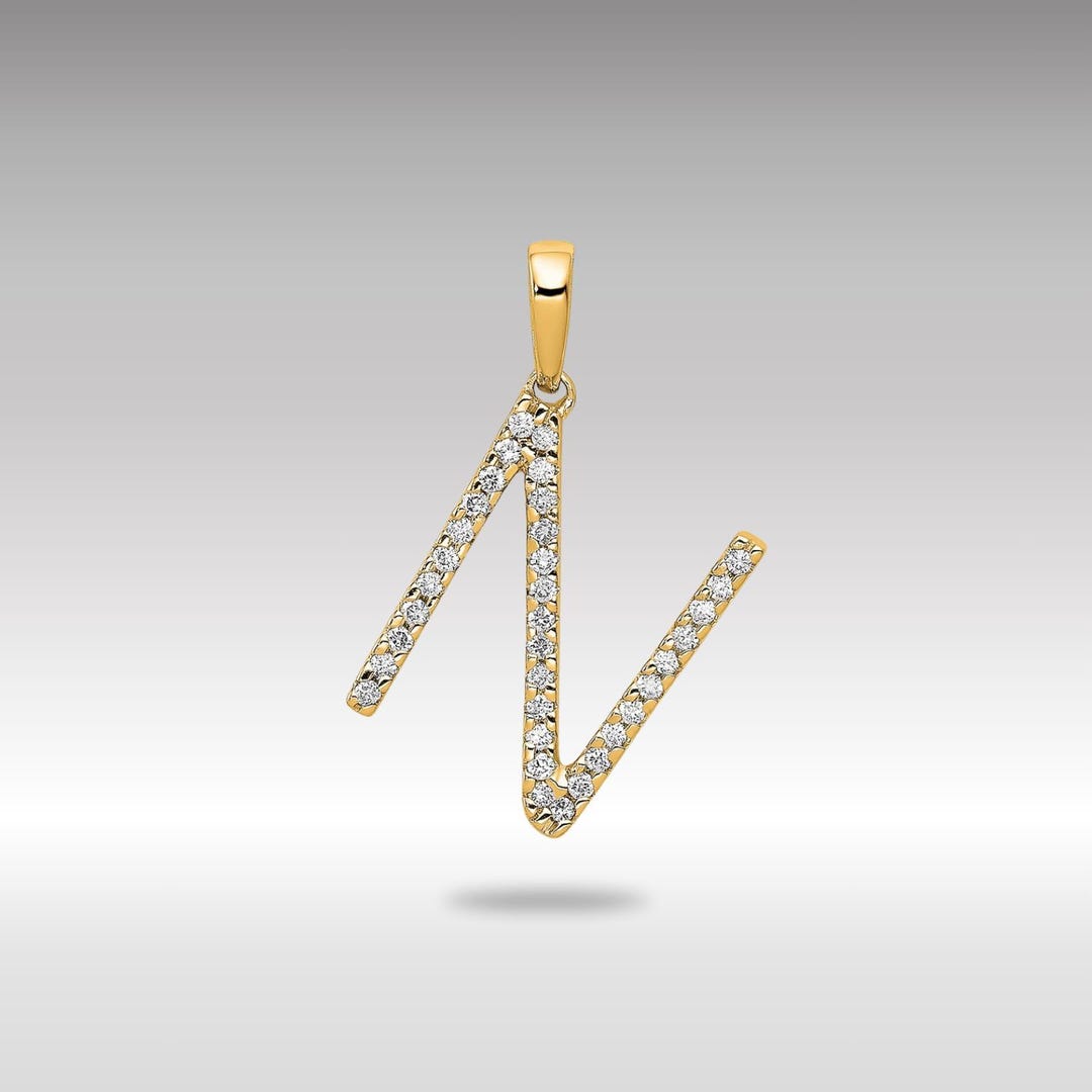 14k Gold Diamond Letter n Initial Pendant Necklace Gold Initial ...