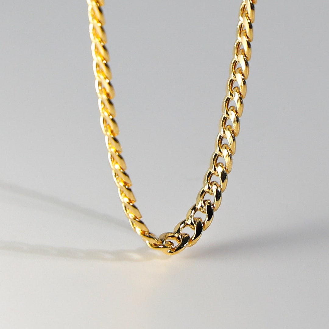 14k Real Gold 4.5mm Hollow Miami Cuban Chain With Lob Lock 14k Gold ...