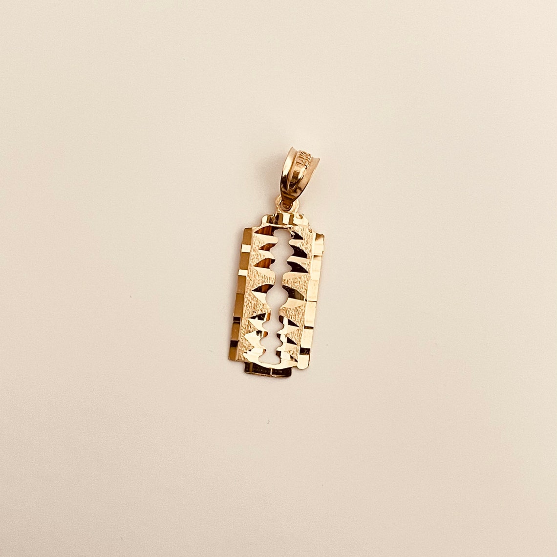 14k Real Gold Razor Blade Pendant/Charm Real Gold Razor Blade | Etsy
