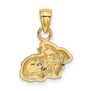 14K Solid Gold Rabbit Pendant Necklace: Delicate Polished Bunny Jewelry ...