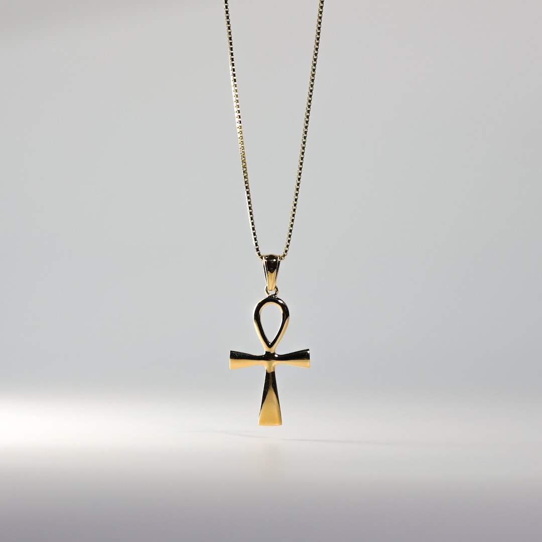 14k Gold Ankh Cross Pendant Charm Real Gold Large Ankh Cross Necklace ...