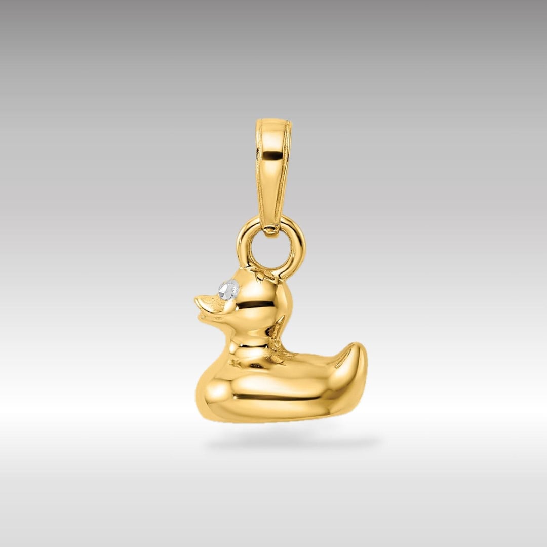 14K Gold 3D Duck Pendant Necklace: Detailed Wildlife Charm - Etsy