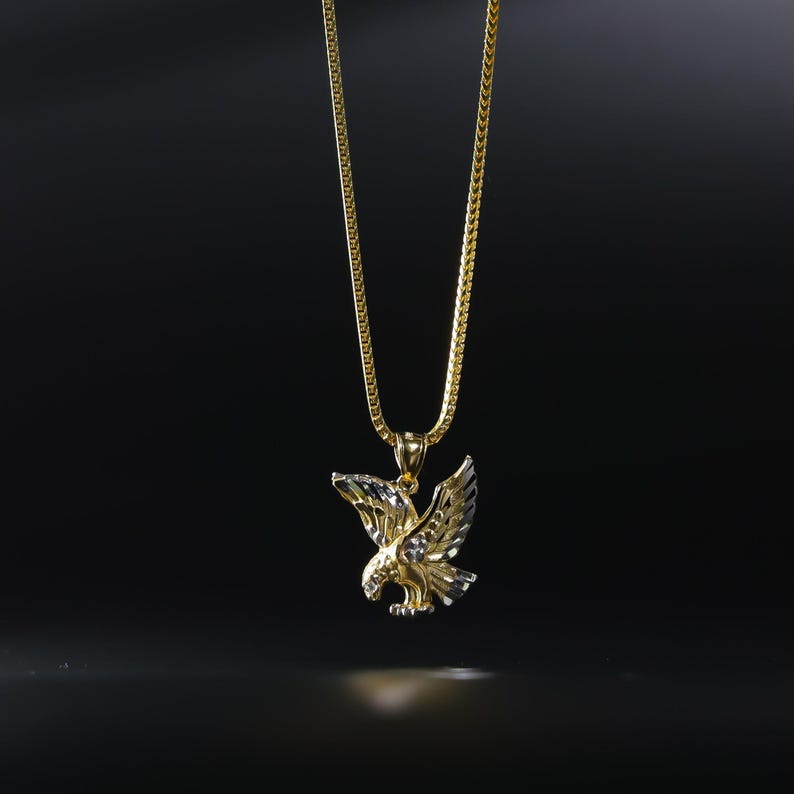 14K Solid Gold Hunting Eagle Pendant – Majestic Eagle Necklace, Luxury ...