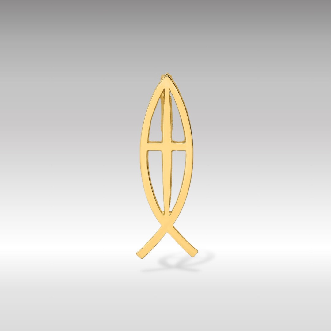 14K Gold Polished 'JESUS' Fish Pendant Necklace Christian Ichthys ...