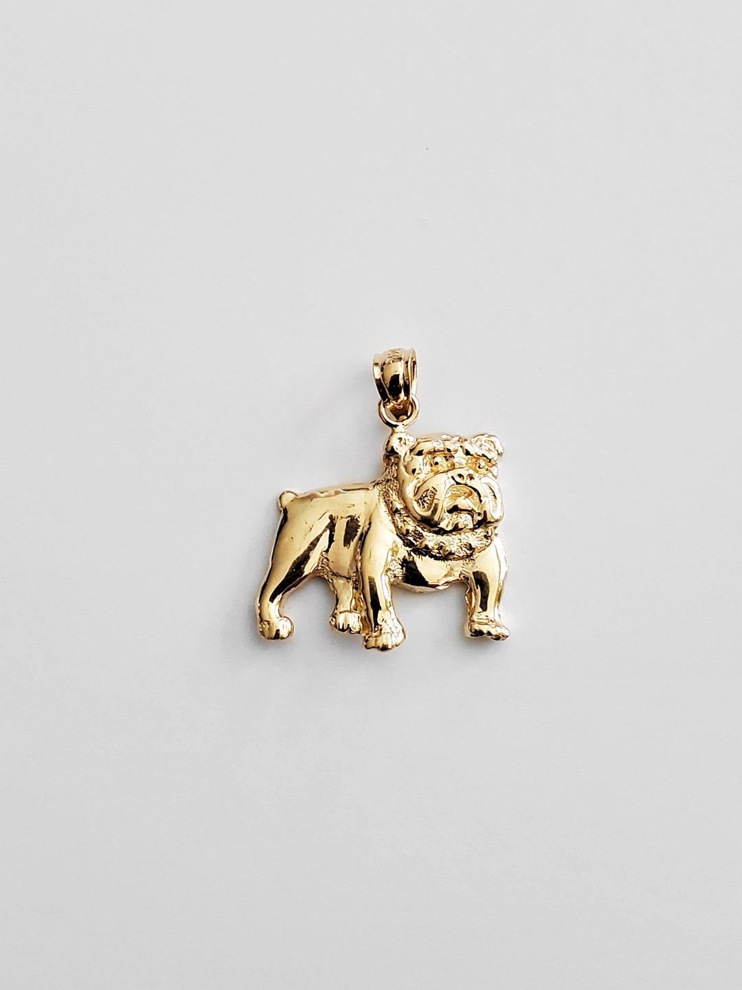 14K Solid Gold Bulldog Pendant Bold Dog Charm Necklace, Luxury Fine ...