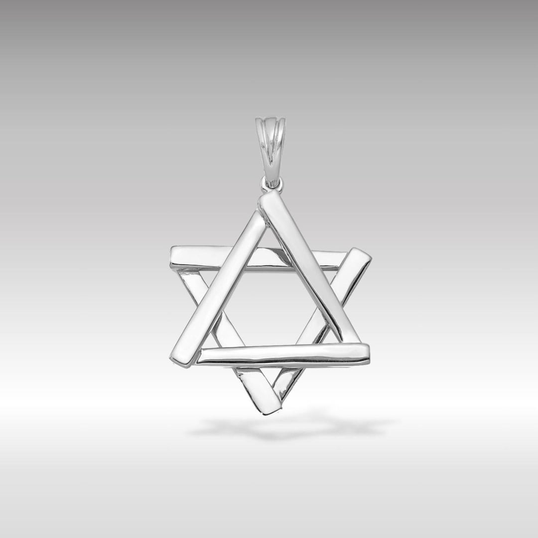 14K White Gold Large Star of David Pendant - Sleek Modern Jewish Symbol ...