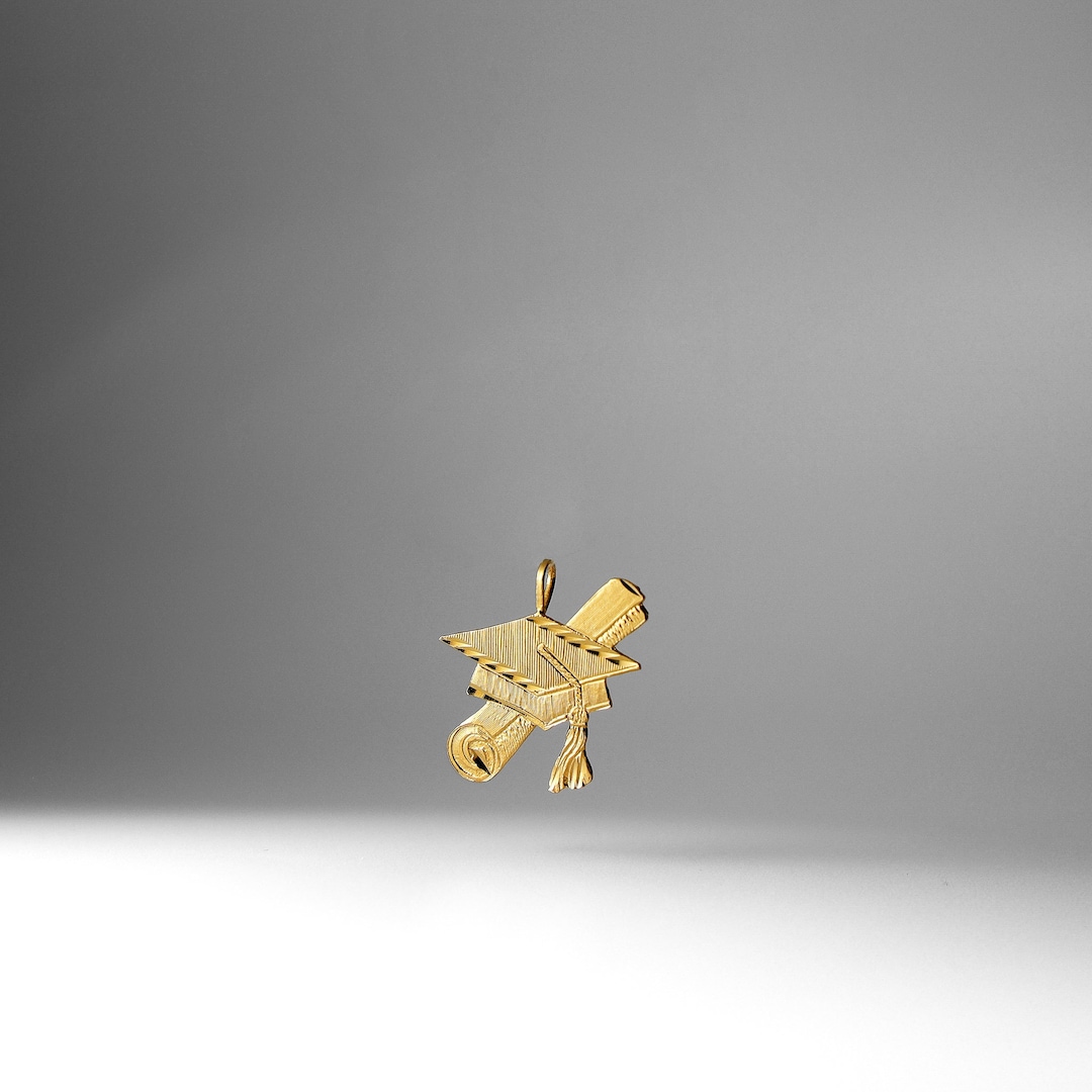 14K Gold Graduation Hat Charm Pendant- Real Gold Graduation Necklace ...