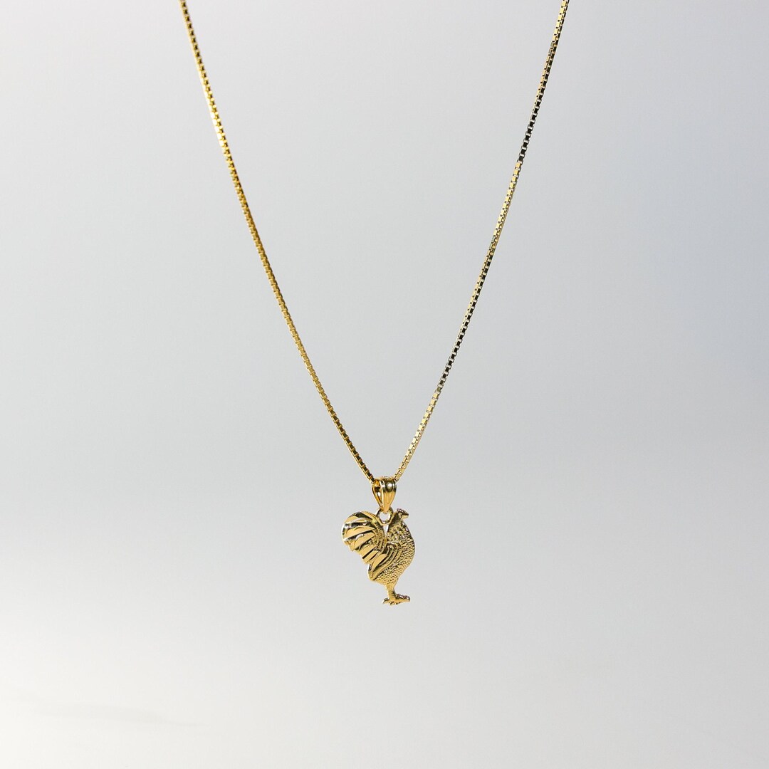 14K Solid Gold Rooster Pendant – Dainty Tiny Chicken Necklace, Luxury ...