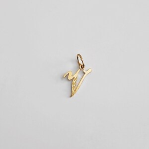 14k Gold v Initial Cursive Pendant Charm Gold Initial v Necklace Charm ...