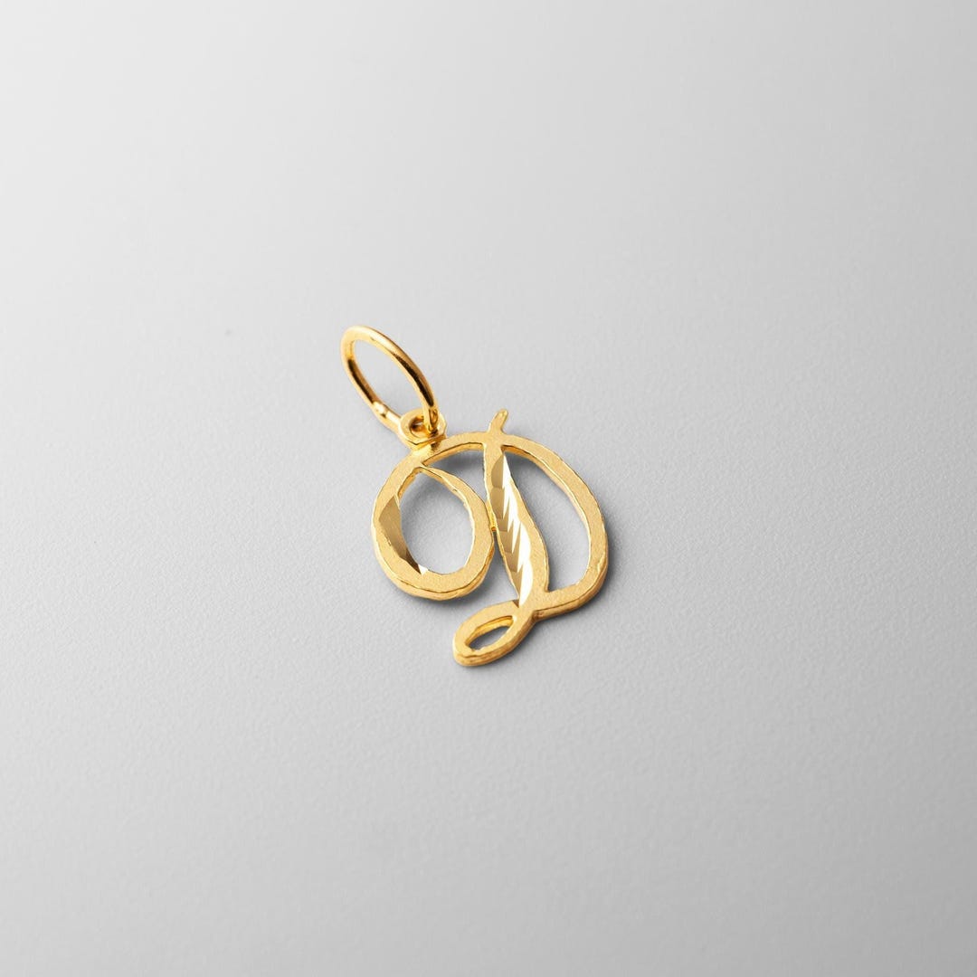 14k Gold "d" Initial Cursive Pendant Charm- Gold Initial "d" Necklace ...
