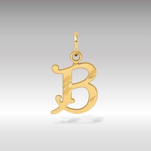 14K Gold Elegant Letter 'B' Charm Pendant Fine Jewelry Personalized ...