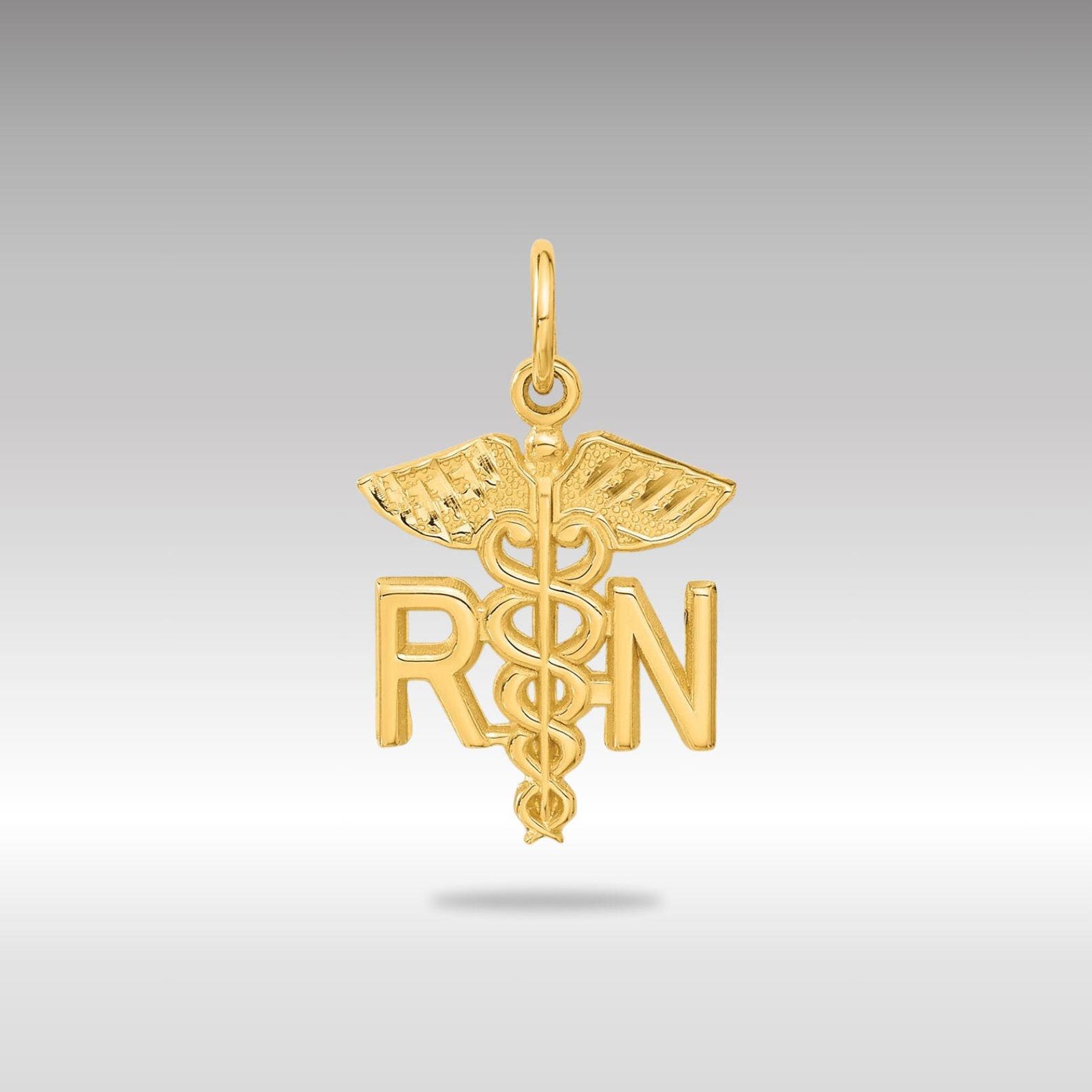 14K Gold RN Caduceus Necklace: Medical Nurse Jewelry Gift - Etsy