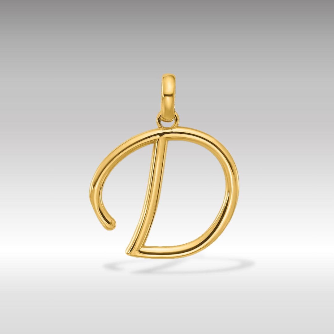 14K Gold Fancy Letter 'D' Charm Pendant - Fine Jewelry Personalized ...
