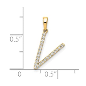 14k Gold Diamond Letter "v" Initial Pendant Necklace – Gold Initial ...