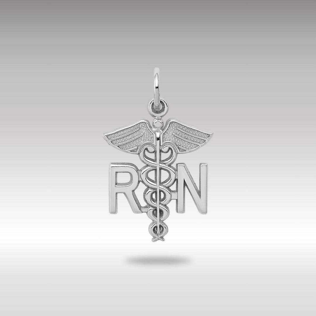 14K White Gold RN Registered Nurse Charm - Detailed Medical Symbol ...