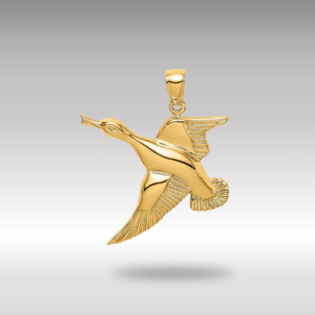 14K Gold Flying Duck: Detailed Mallard Bird Charm - Etsy