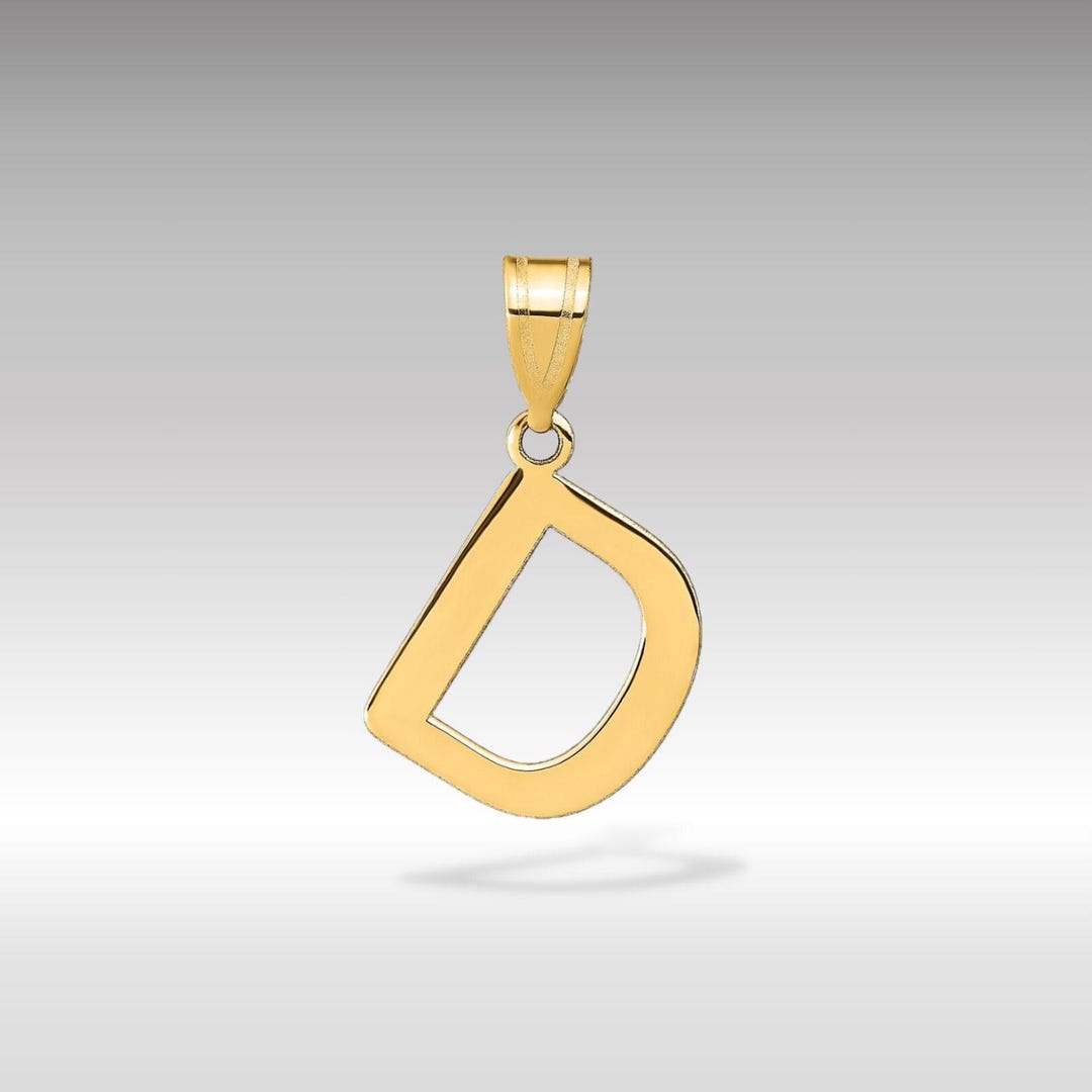 14k Gold Polished Letter 'D' Initial Charm Pendant - Statement Jewelry ...