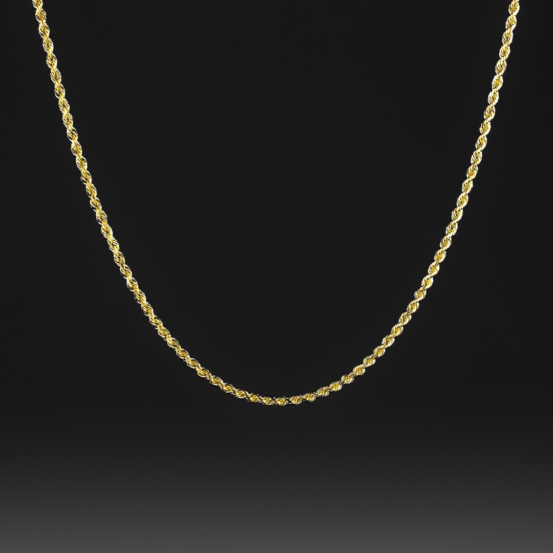 1.5mm 14k Gold Diamond Cut Rope Chain Necklace - Etsy