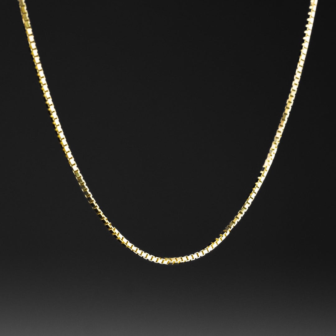 1mm 14k Solid Gold Box Chain Necklace - Italian Crafted - Etsy