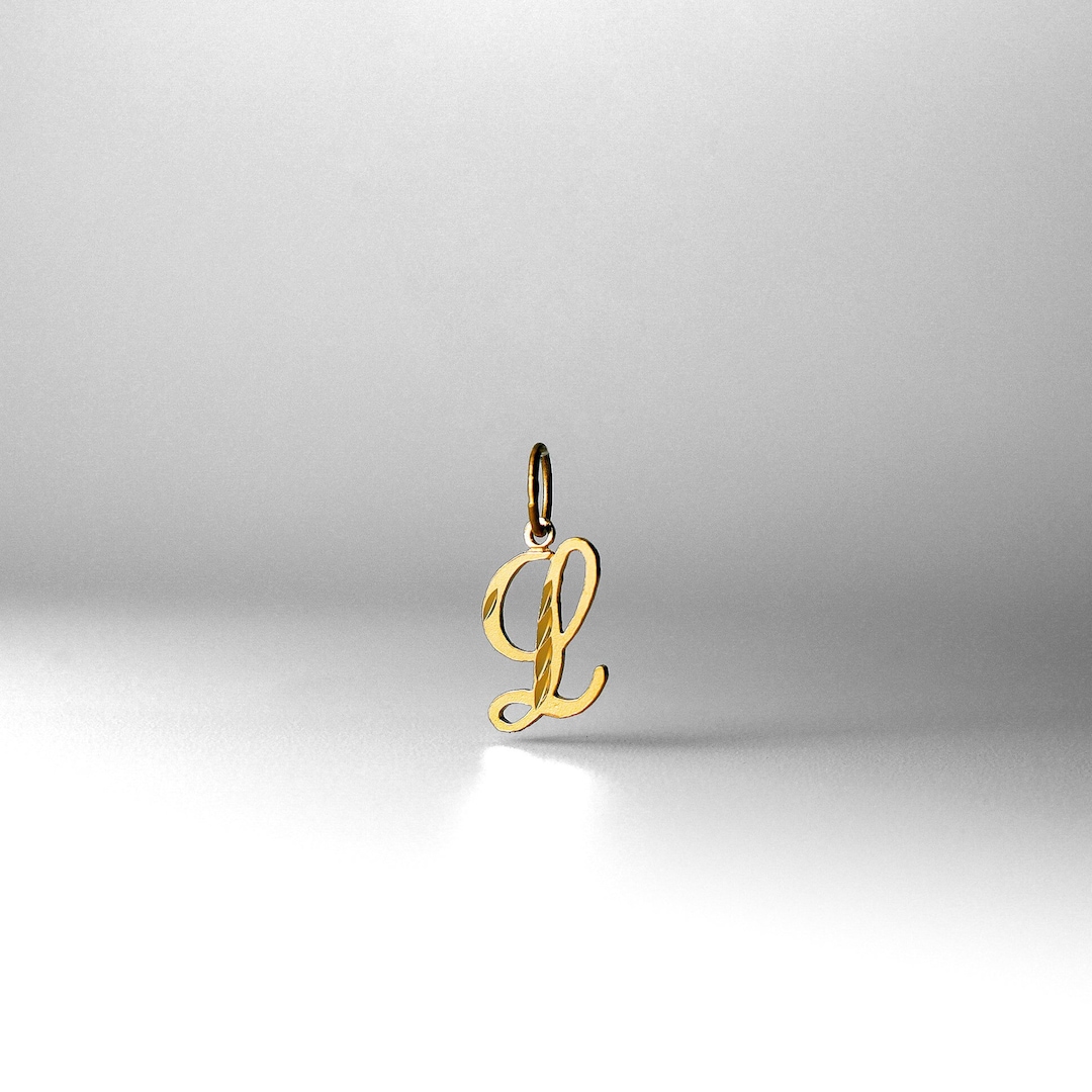 14k Gold l Initial Cursive Pendant Charm Gold Initial l Necklace Charm - Etsy