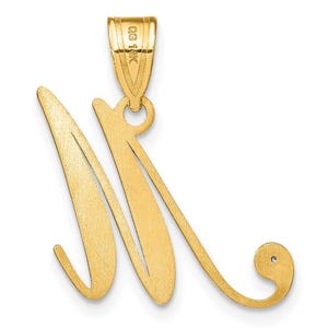 14K Gold Cursive Letter "m" Initial Pendant With Diamond - Etsy