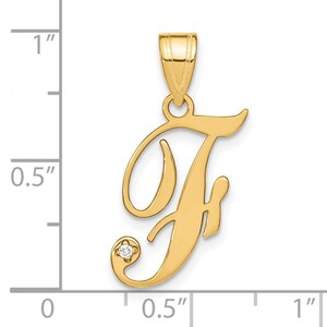 14K Gold Cursive Letter "f" Initial Pendant With Diamond – Diamond ...