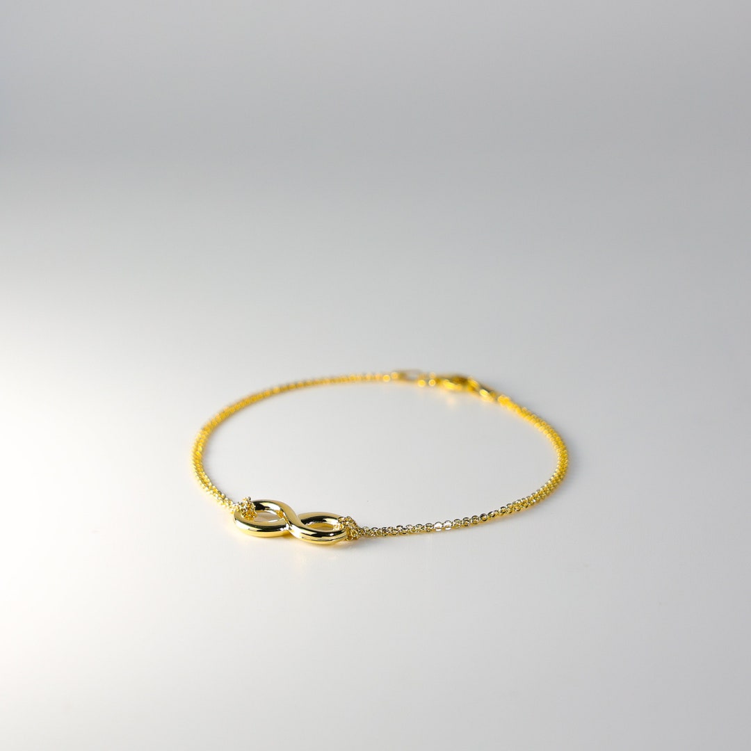 14K Gold Infinity Bracelet Gold Infinity Charm Bracelet for Her - Etsy