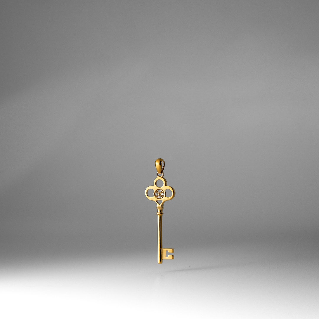 14k Gold Key Pendant Charm Real Gold Key Necklace Charm - Etsy