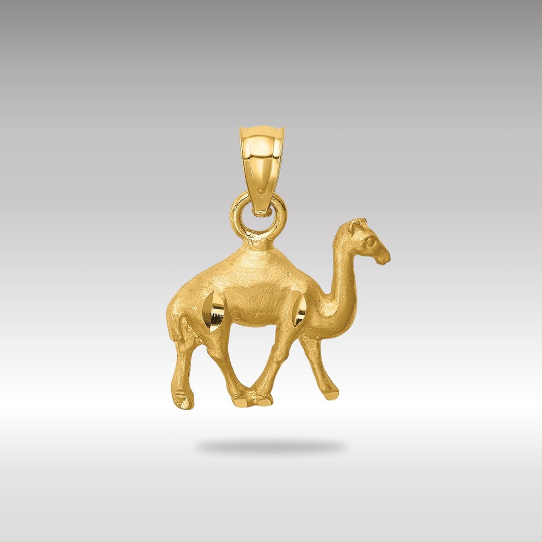 14K Solid Gold Camel Pendant Exotic Desert Animal Necklace, Luxury Fine ...
