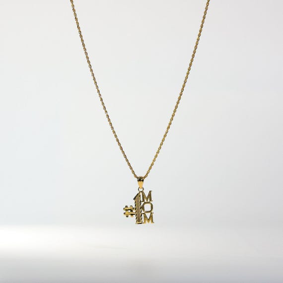 14k Gold Number 1 Mom Pendant Charm 14k Real Gold Number One Mom Necklace Charm gifts for Moms Etsy