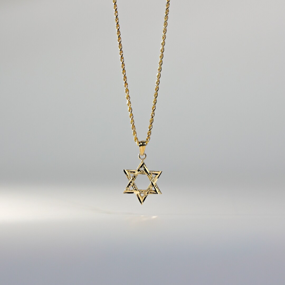 14k Gold Large Star of David Pendant Charm Real Gold David Star ...