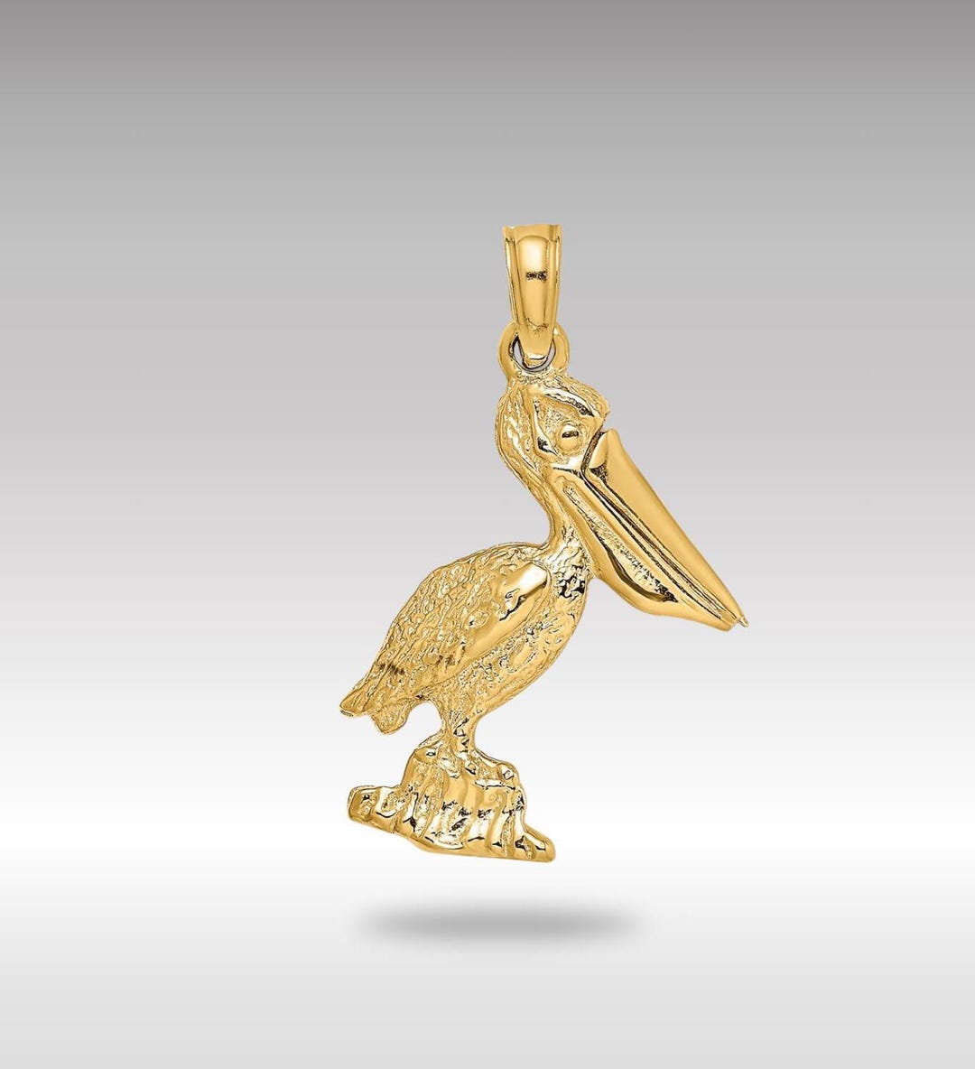 14K Gold Pelican Pendant Necklace: Moveable Mouth Charm, Unique Bird ...