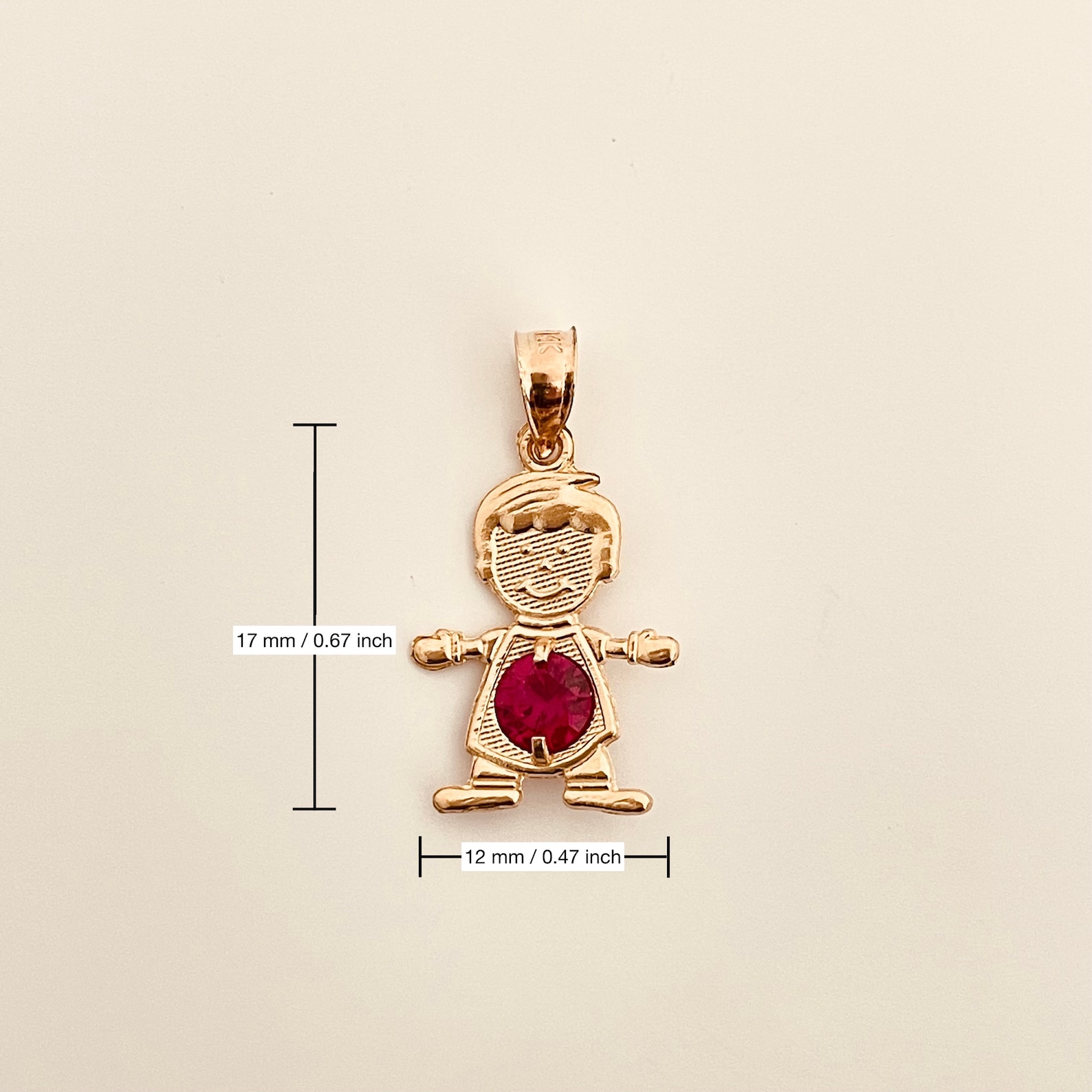 14k Gold July Birthstone Charm for Boys Gold Boy July - Etsy