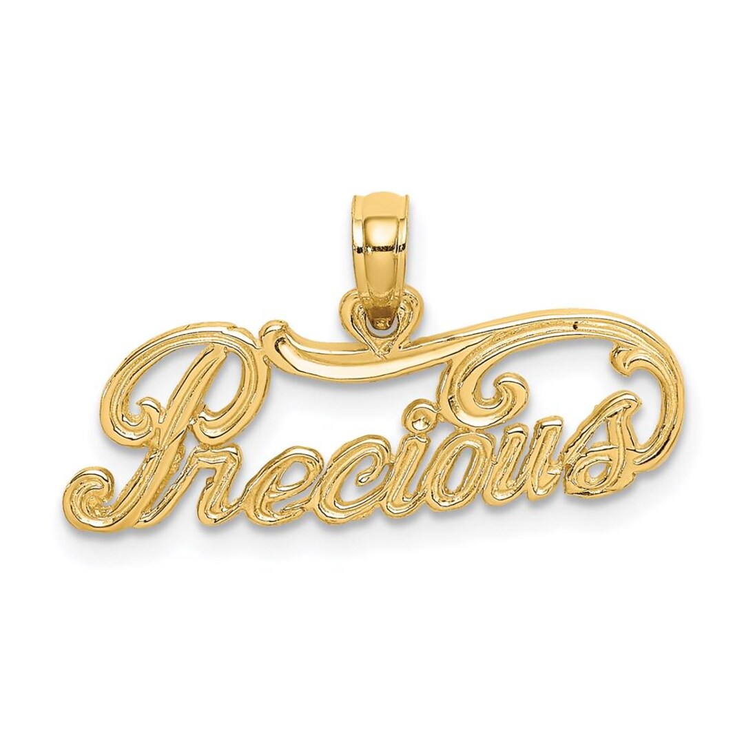 14K Gold “precious” Pendant - Script Nameplate Charm in Elegant Cursive ...