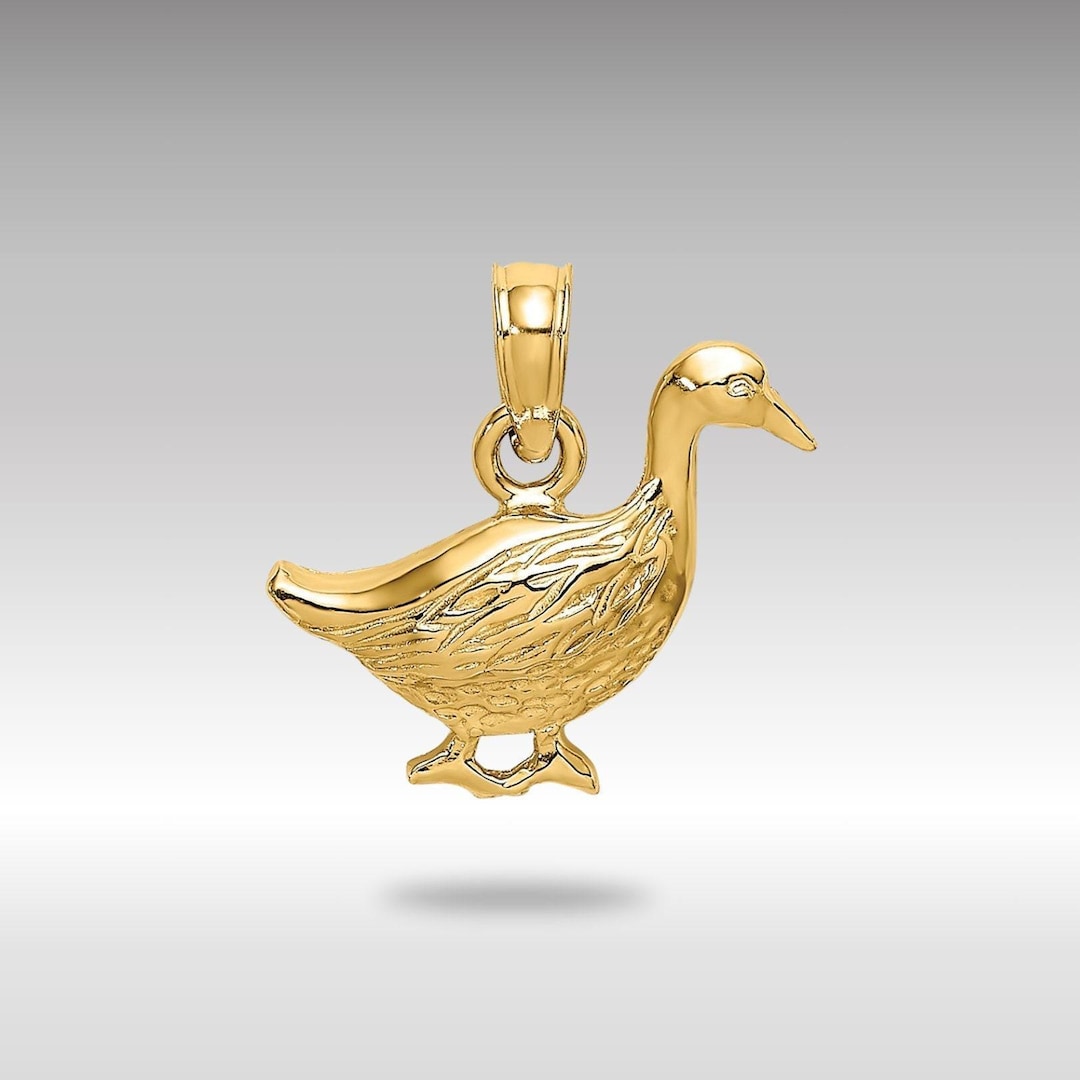 14K Solid Gold Goose Pendant Necklace: Elegant Farm Animal Charm - Etsy